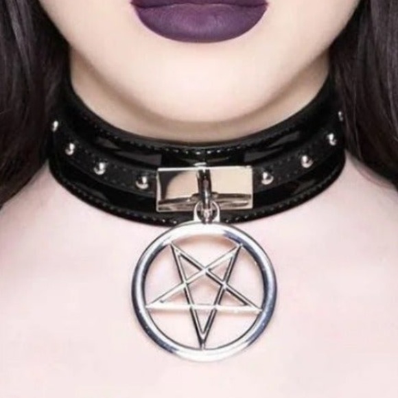Killstar | Jewelry | Killstar Black Catnip Faux Leather Pentagram ...
